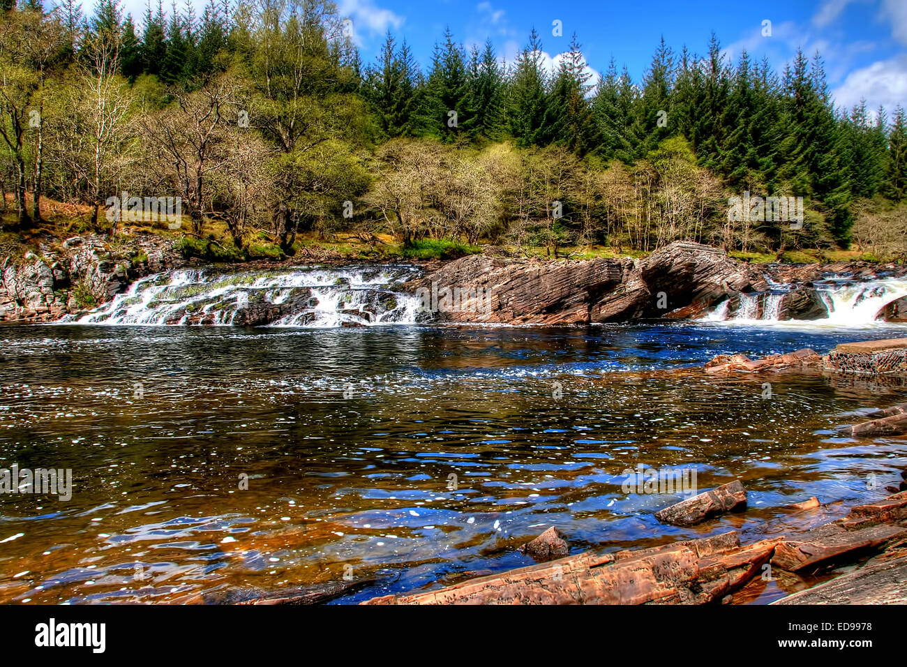 The River Orchy flowing through Glen Orchy in the highlands of Scotland ...