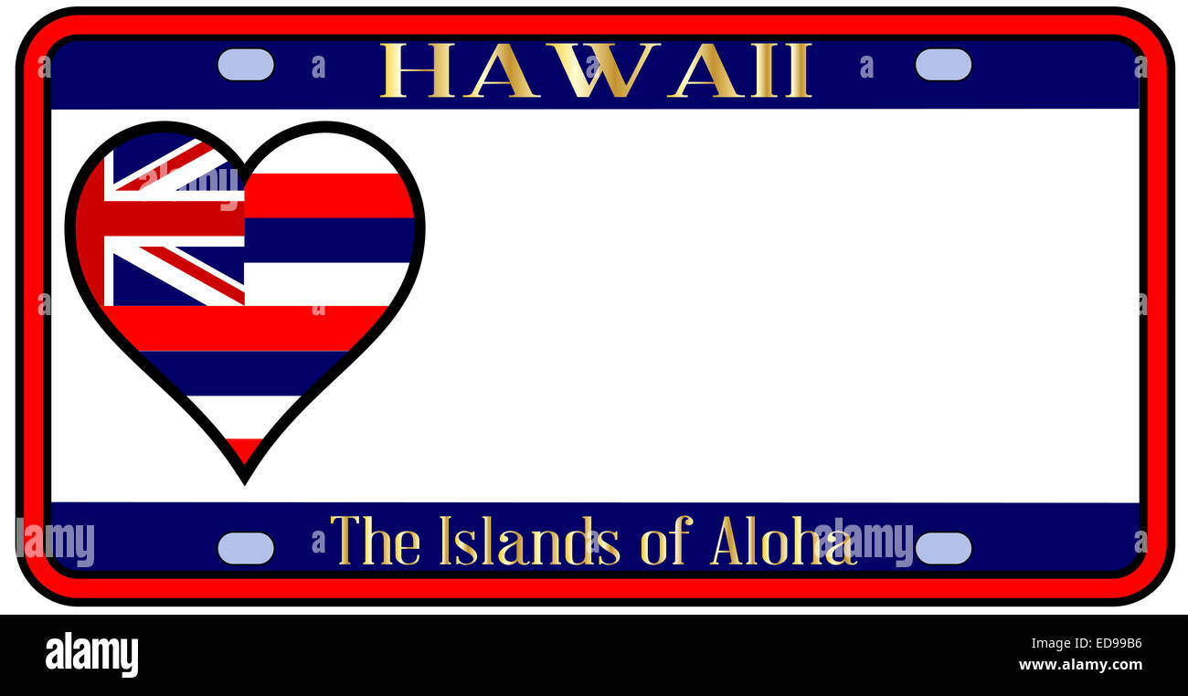 Hawaii state license plate in the colors of the state flag with the ...