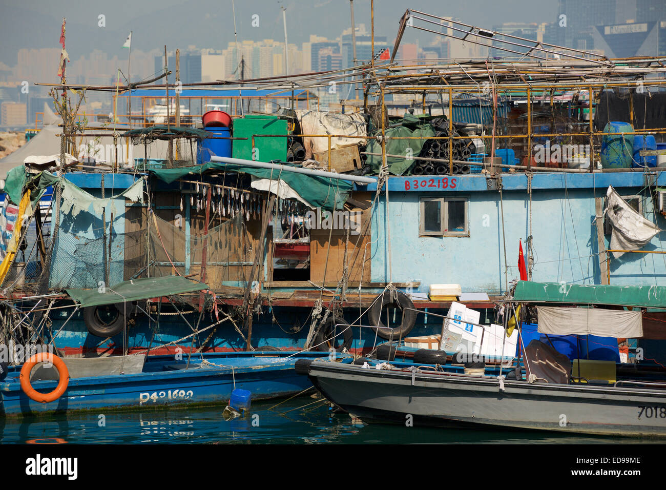 Crowded bay. Collection of assorted boats crammed into a small space ...