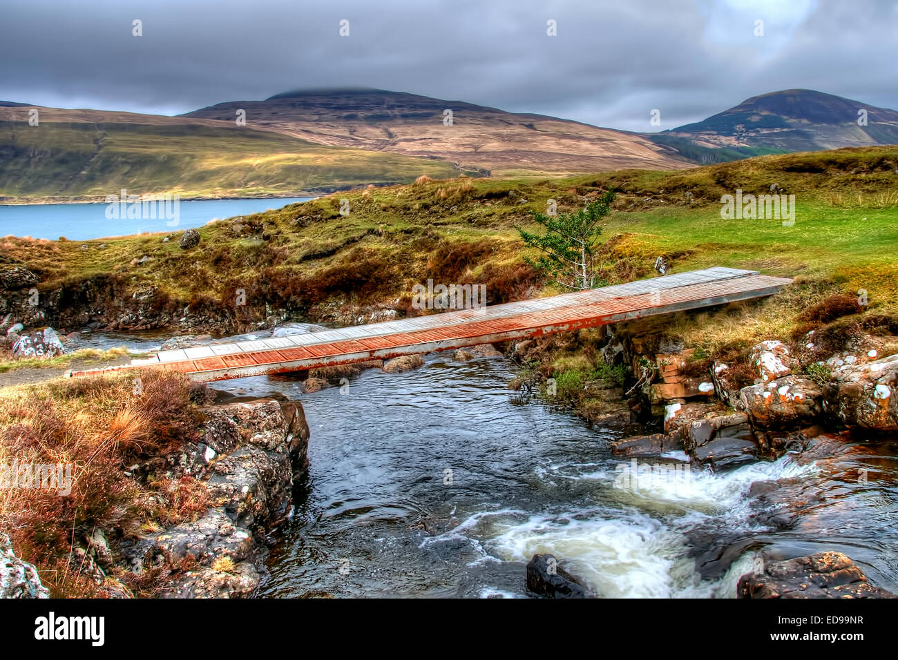 A makeshift stream crossing at Glenbrittle on the Isle of Skye ...