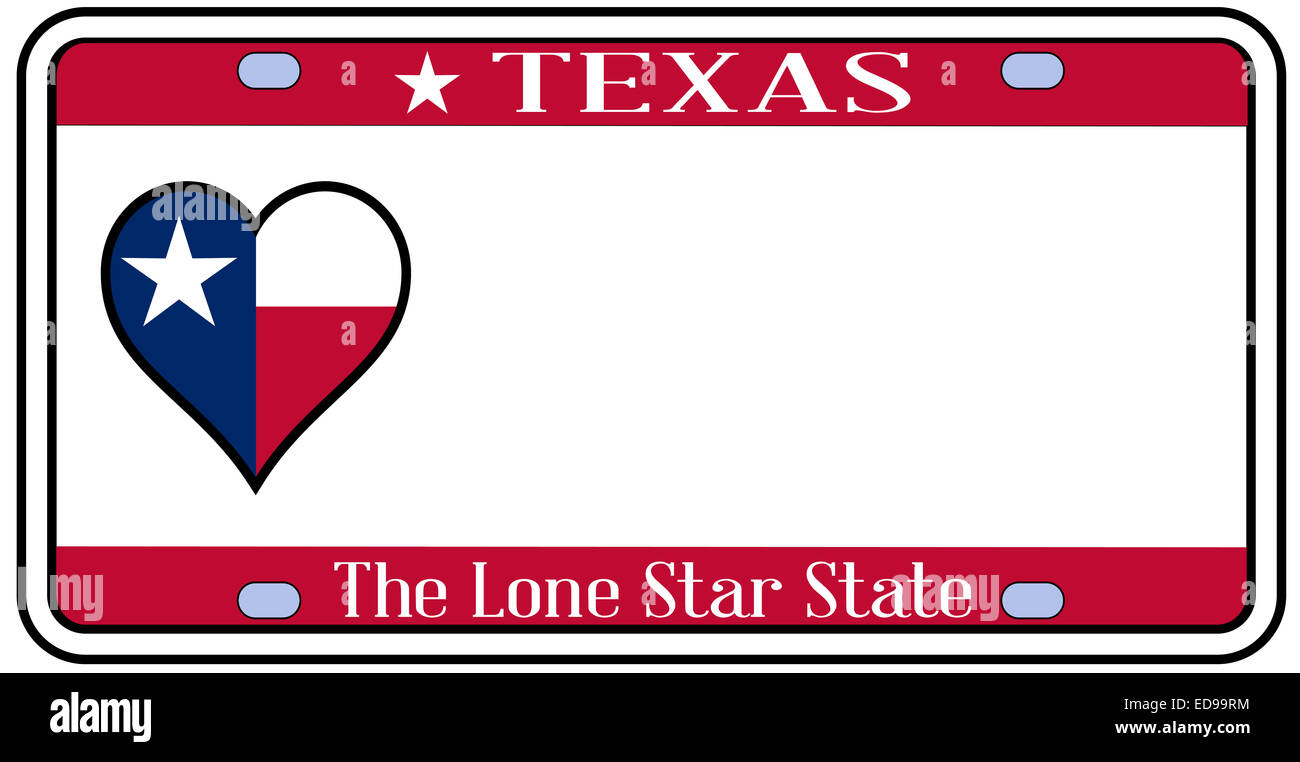 Texas state license plate in the colors of the state flag with icons ...