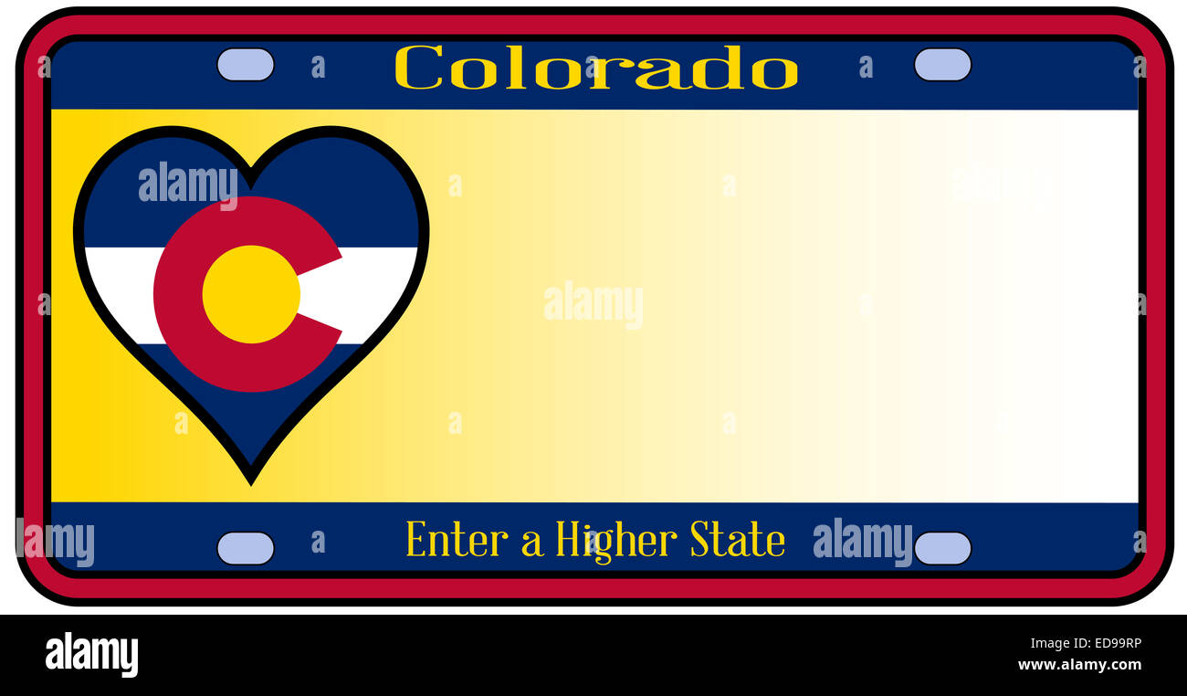 Colorado state license plate in the colors of the state flag with the ...