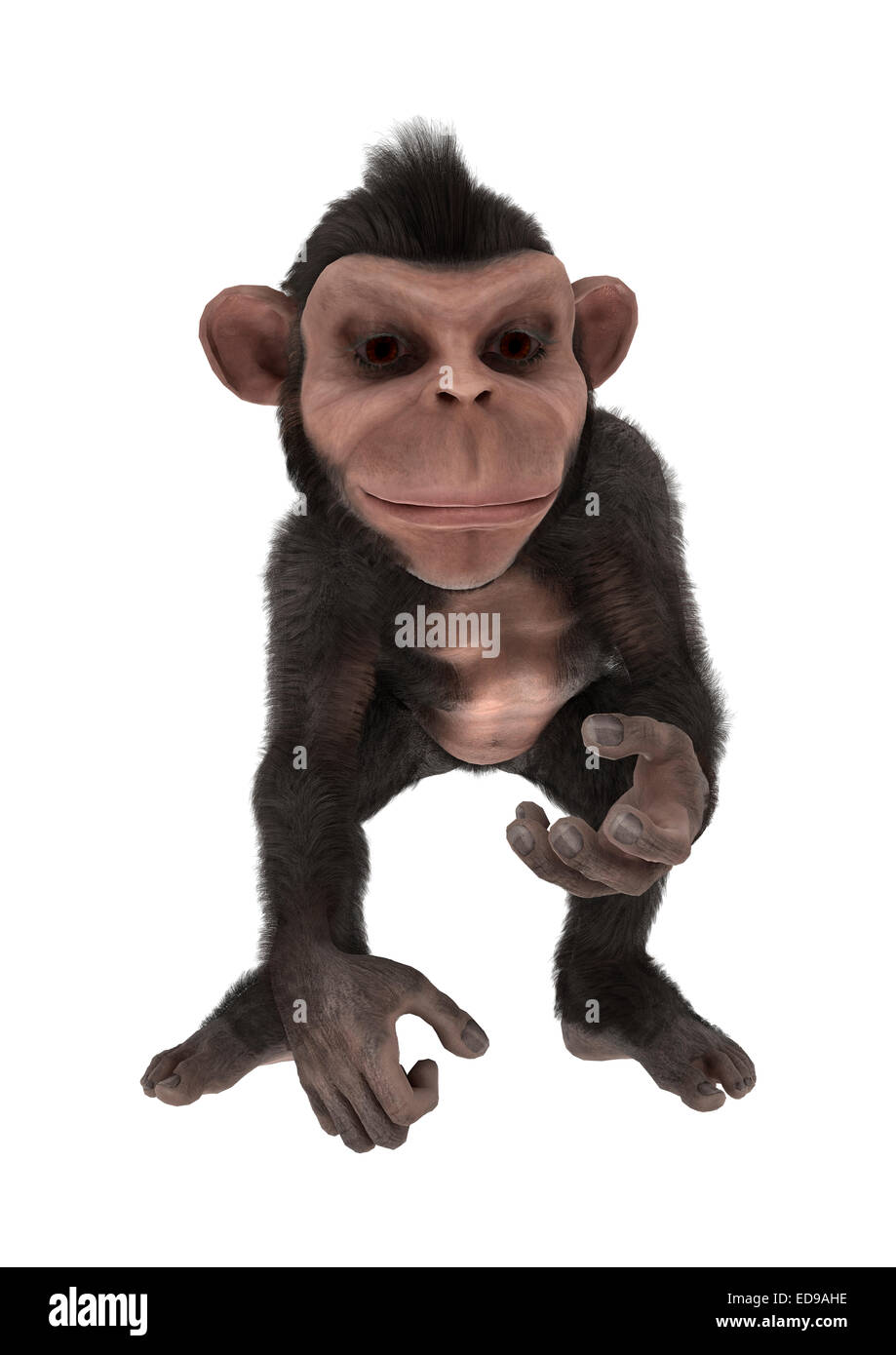 3D digital render of a cute little chimpanzee isolated on white ...