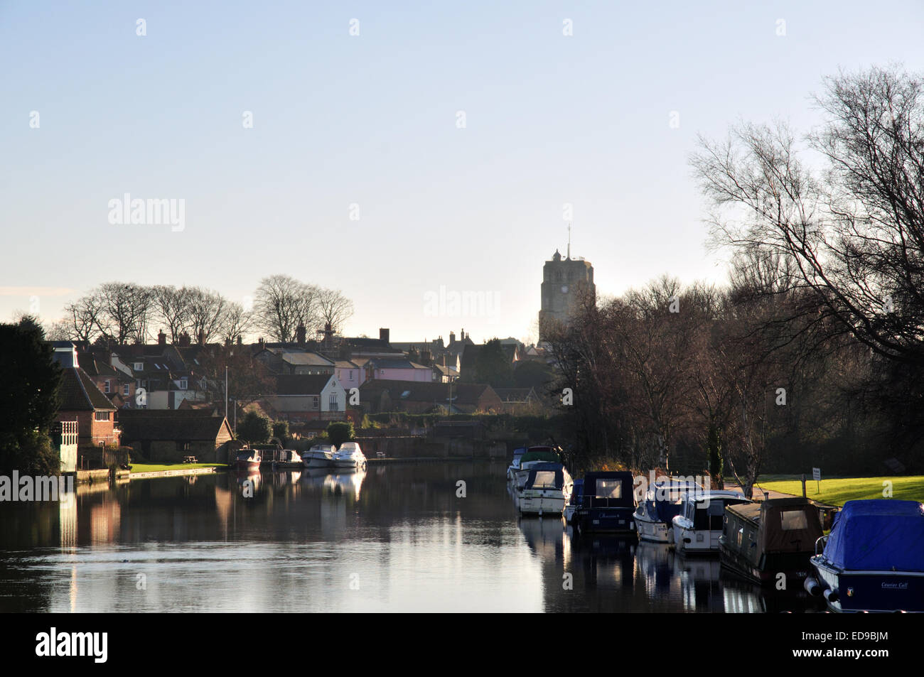 View across Beccles Quay to Beccles town Stock Photo - Alamy