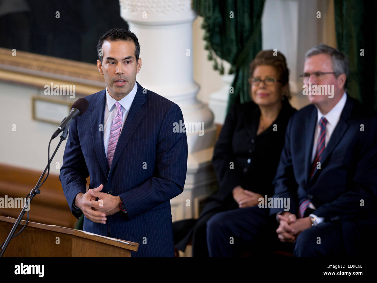 George P. Bush, with parents Columba and Jeb looking on, at Bush's ...