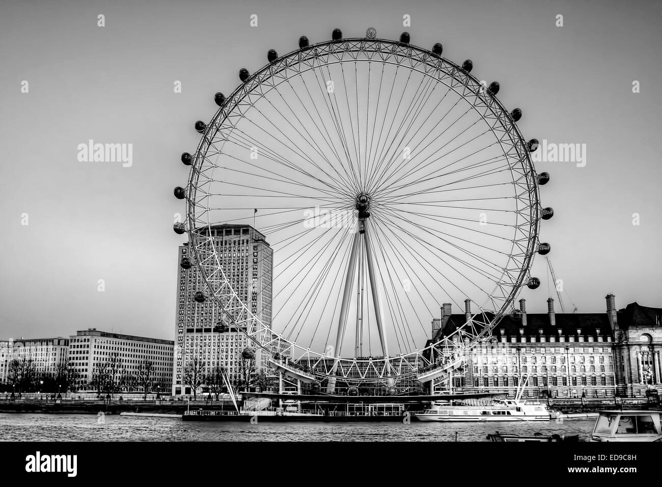 The iconic London Eye as seen from the North Bank of the River Thames ...