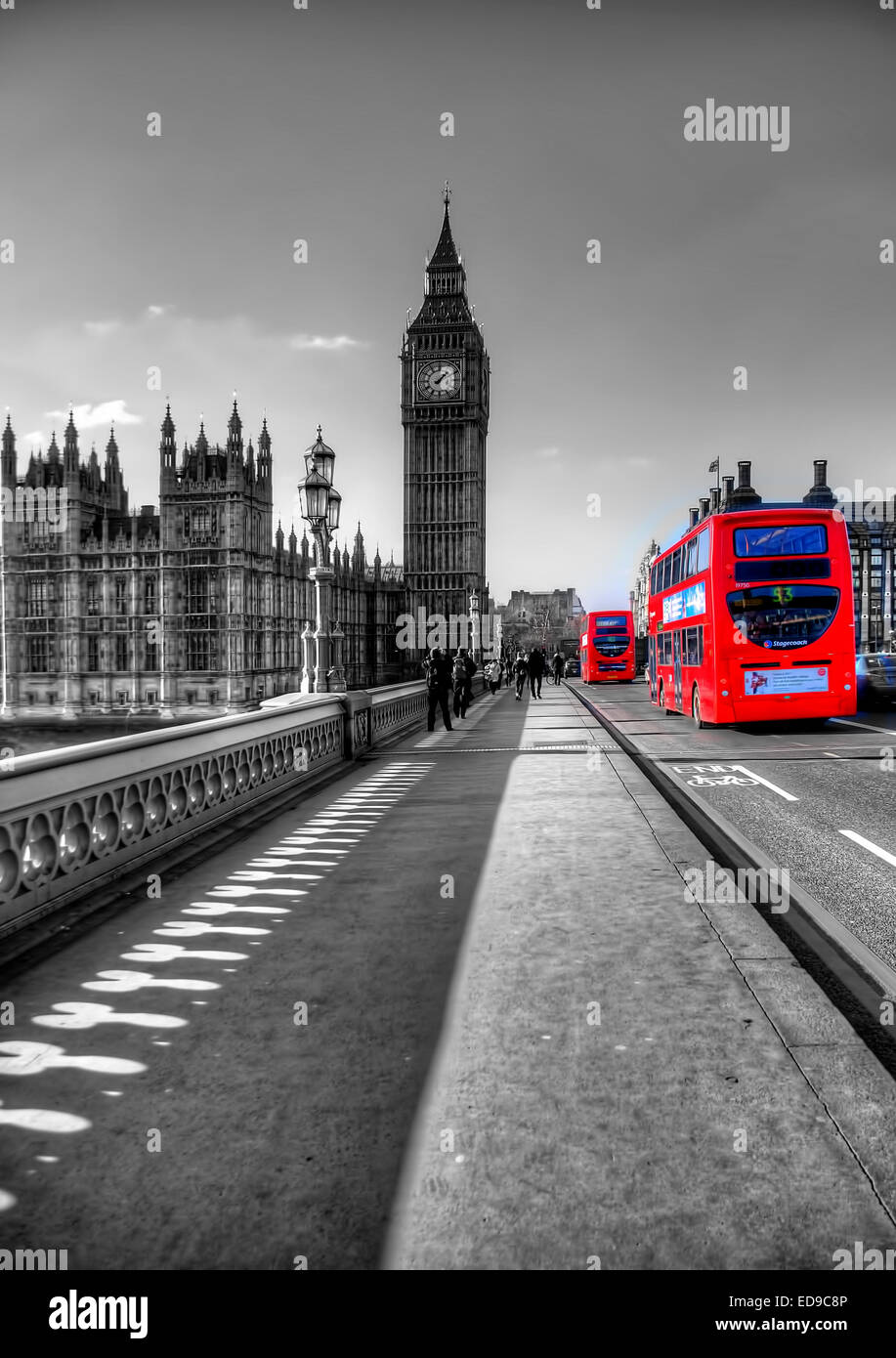 A black and white conversion of an iconic London scene of Big Ben with ...