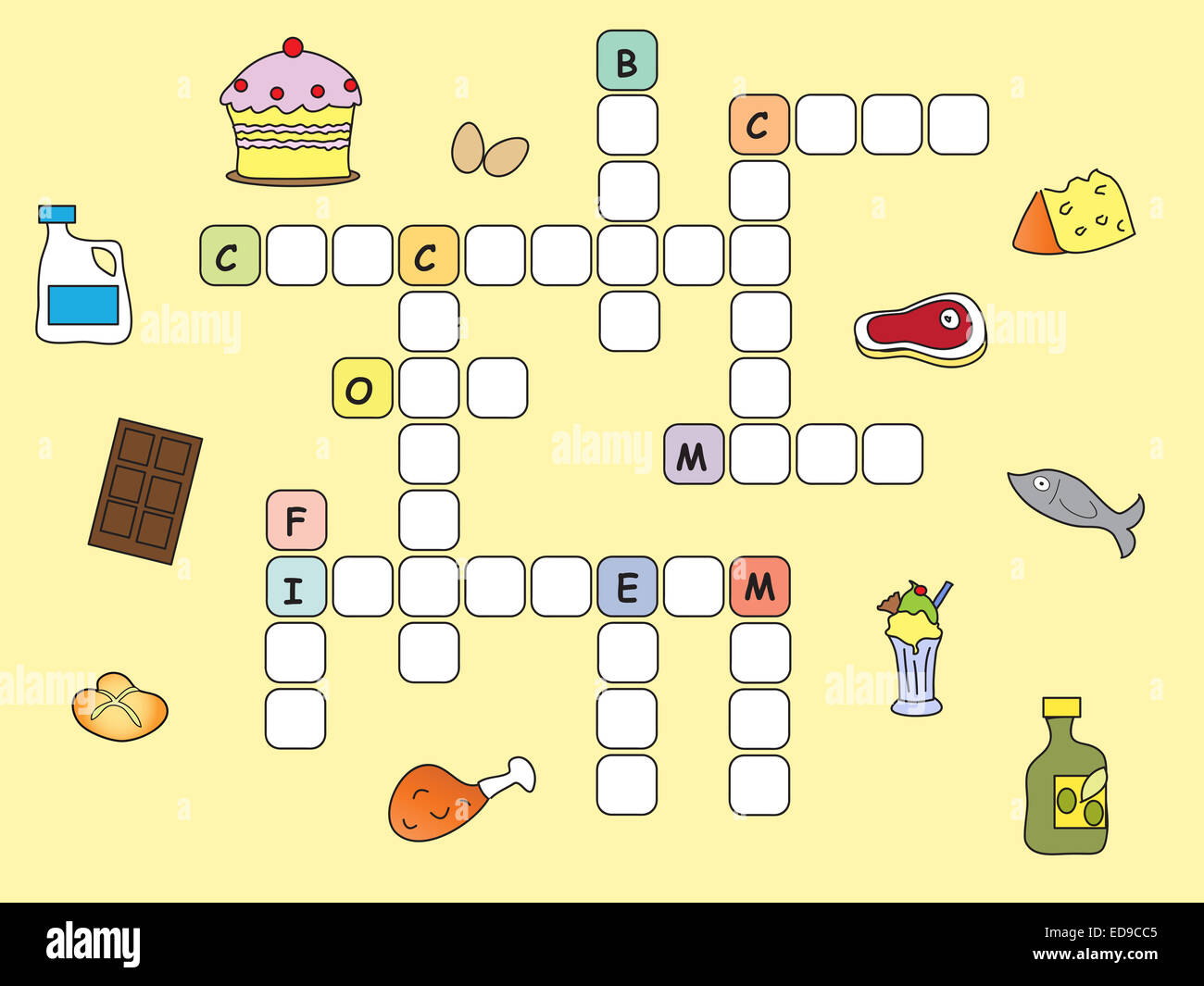 game for children: easy crossword with food Stock Photo - Alamy