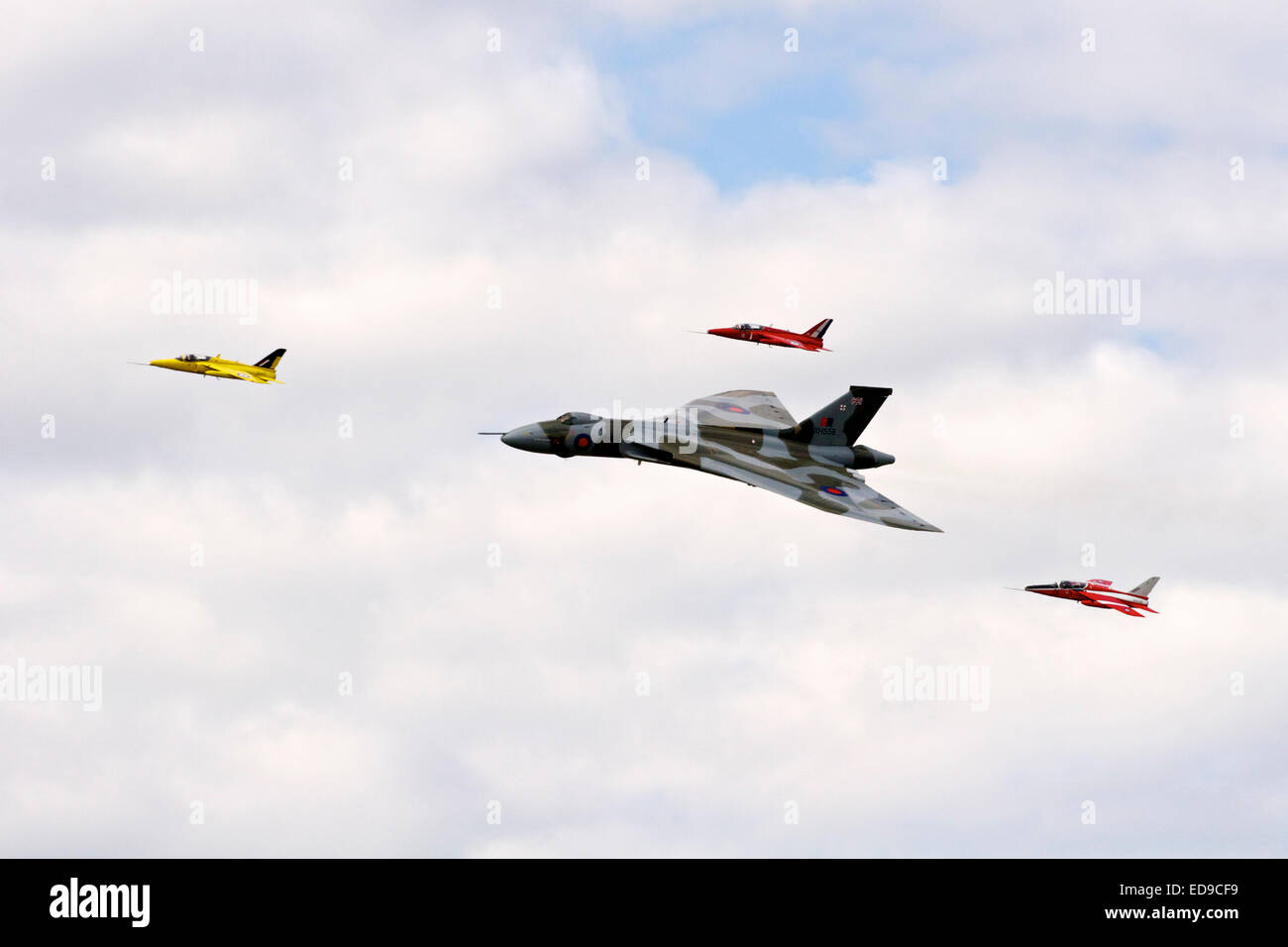 British Avro Vulcan escorted by three Folland Gnat jets at Wings ...
