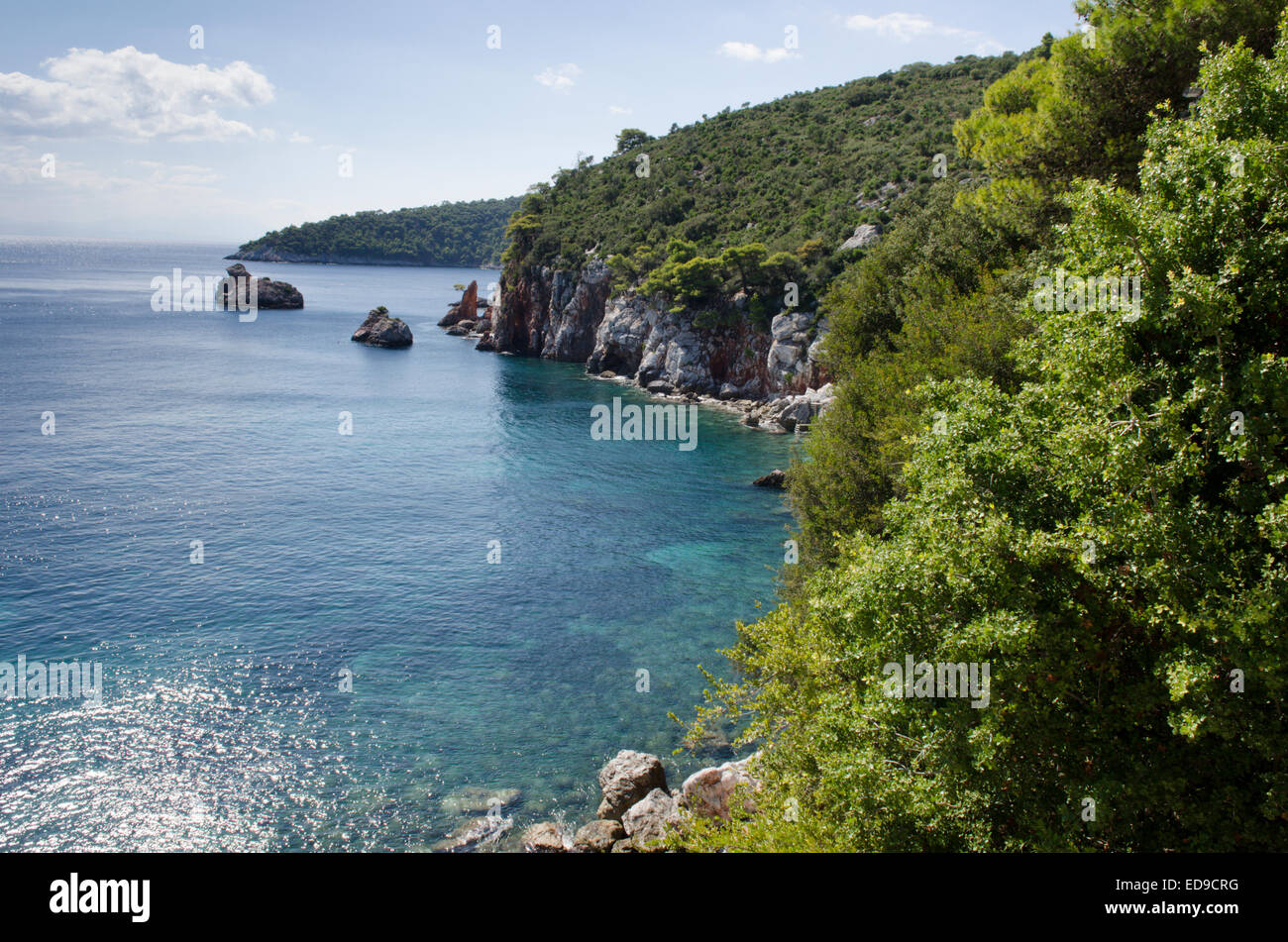 Staphylos or Stafilos, view of the coast from the path which goes down ...