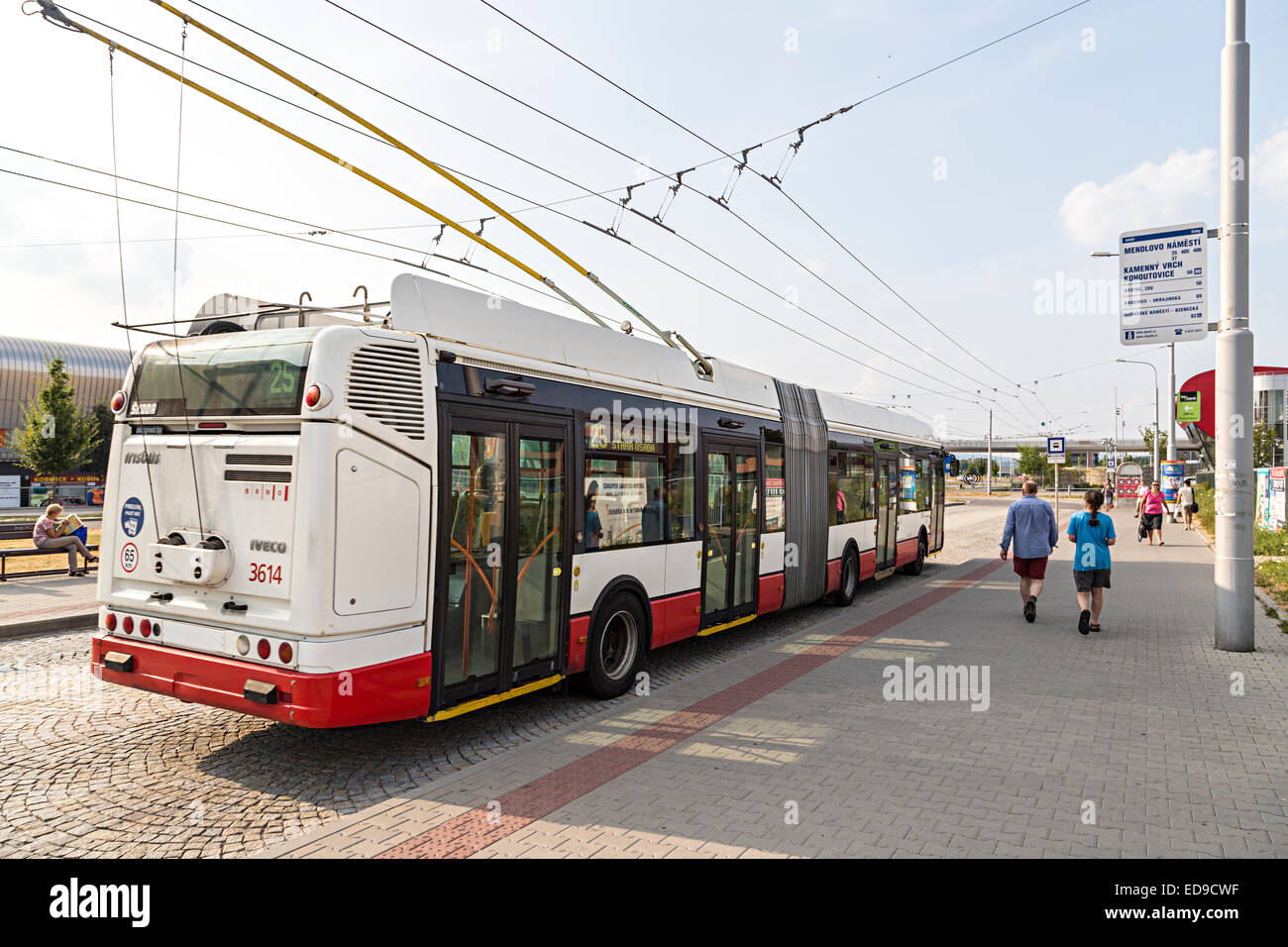 Public transport bus at bus stop, Brno, Czech Republic Stock Photo - Alamy