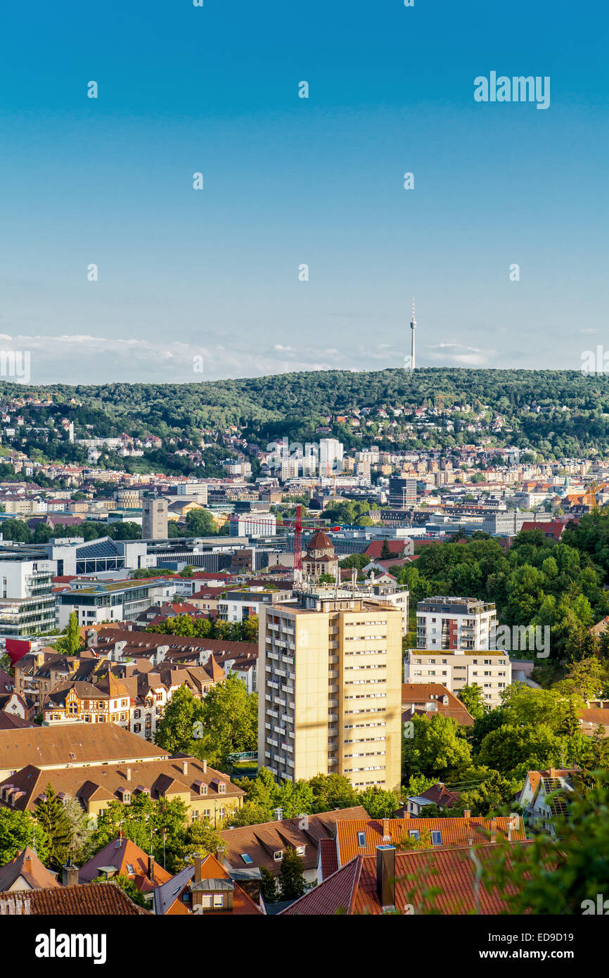 Scenic rooftop view of Stuttgart, Germany showing modern high-rise ...
