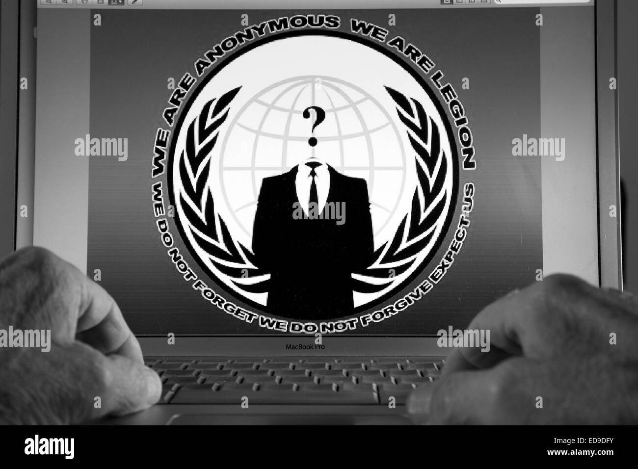 Logo of the Anonymous group on a laptop Stock Photo - Alamy
