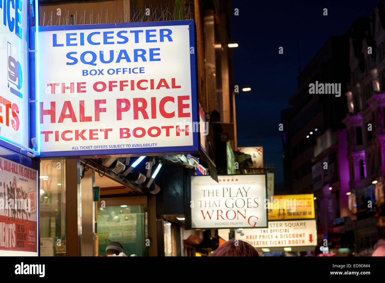 LONDON, UK - JANUARY 02: Detail of half price theatre ticket booths ...