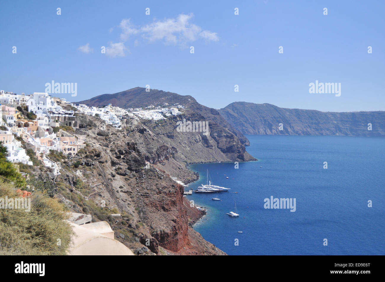 Summer landscape coast of the Greek island of Santorini in the Aegean ...