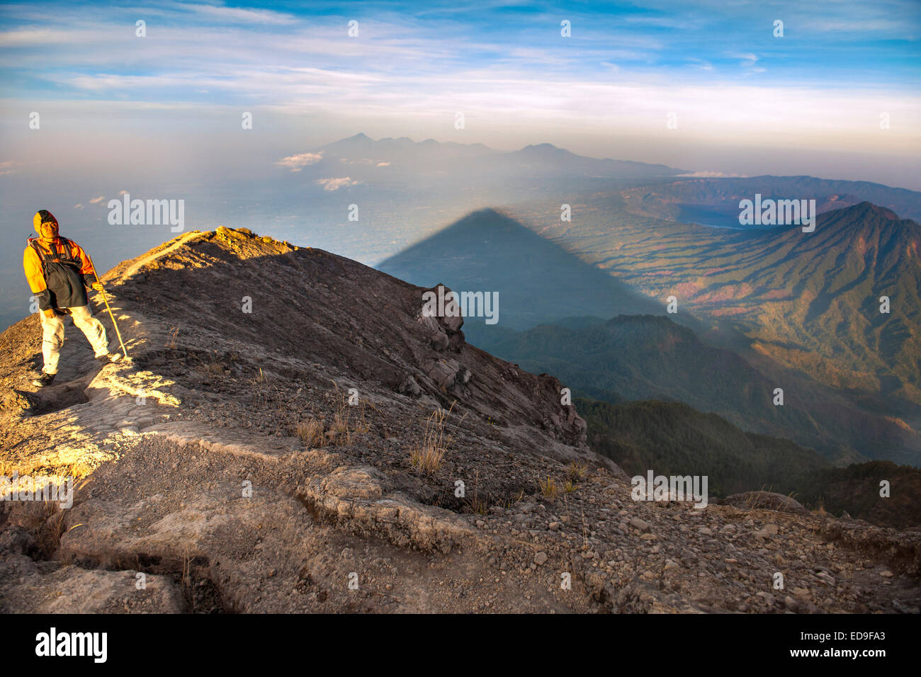 Balinese guide on the path leading to the summit of Gunung Agung (3142m ...