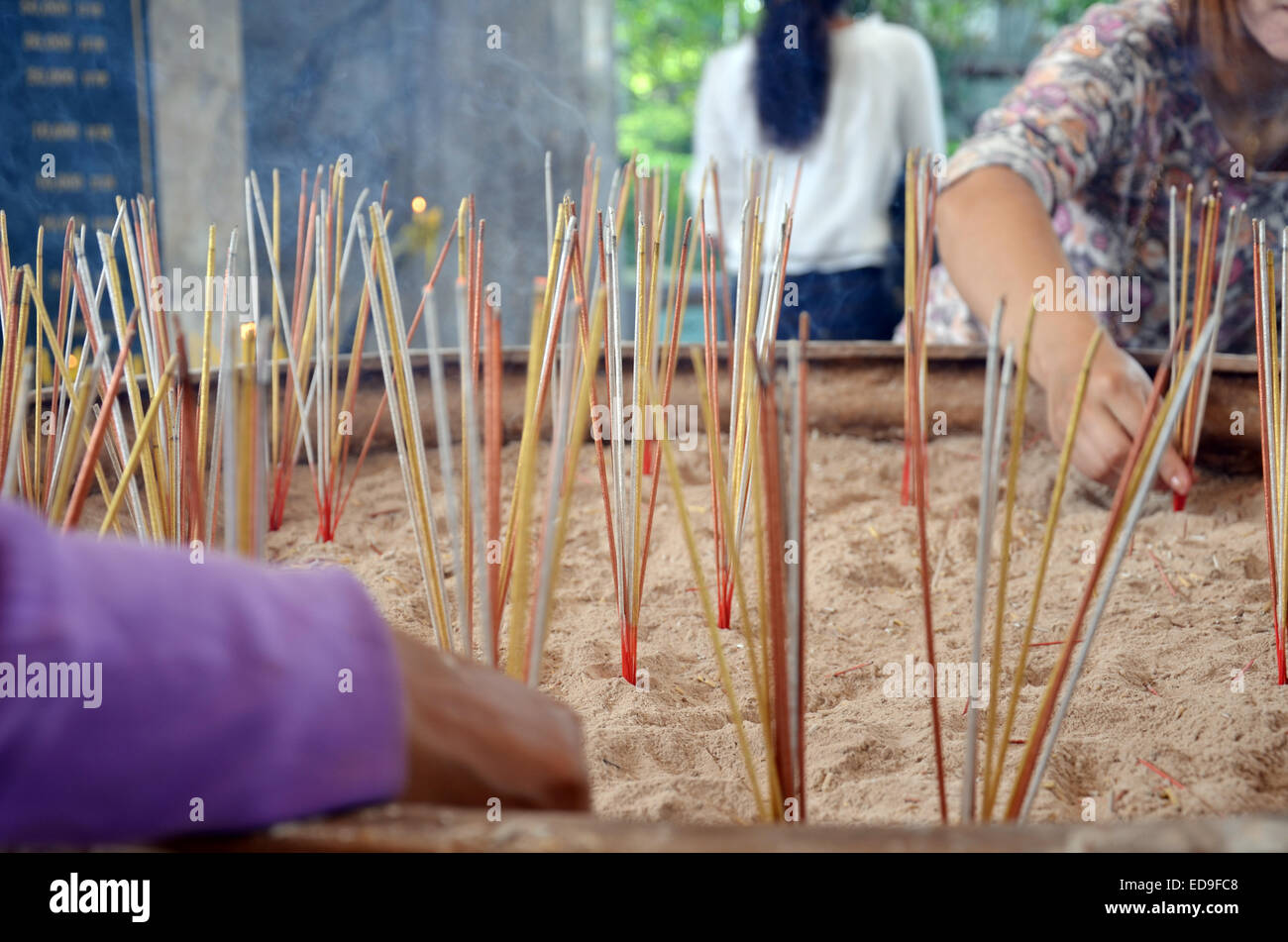 Sacrificial offering for praying at temple thailand Stock Photo - Alamy