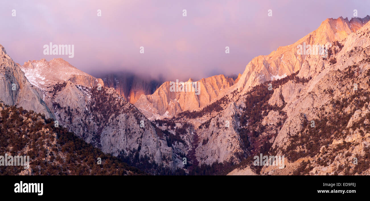 Beautiful light hits the mountain range above Alabama Hills Stock Photo ...