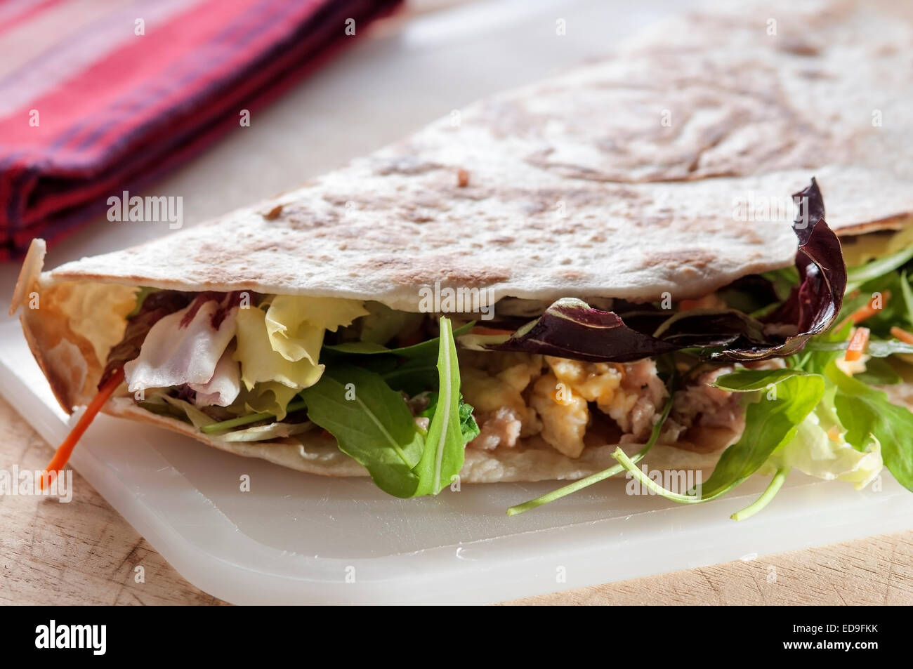 flat bread with tuna eggs and lettuce typical Italian food in northern ...
