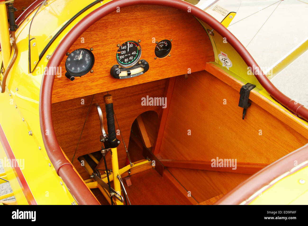 Cockpit and instrumentation in a Pietenpol Air Camper. Yellow Airplane ...