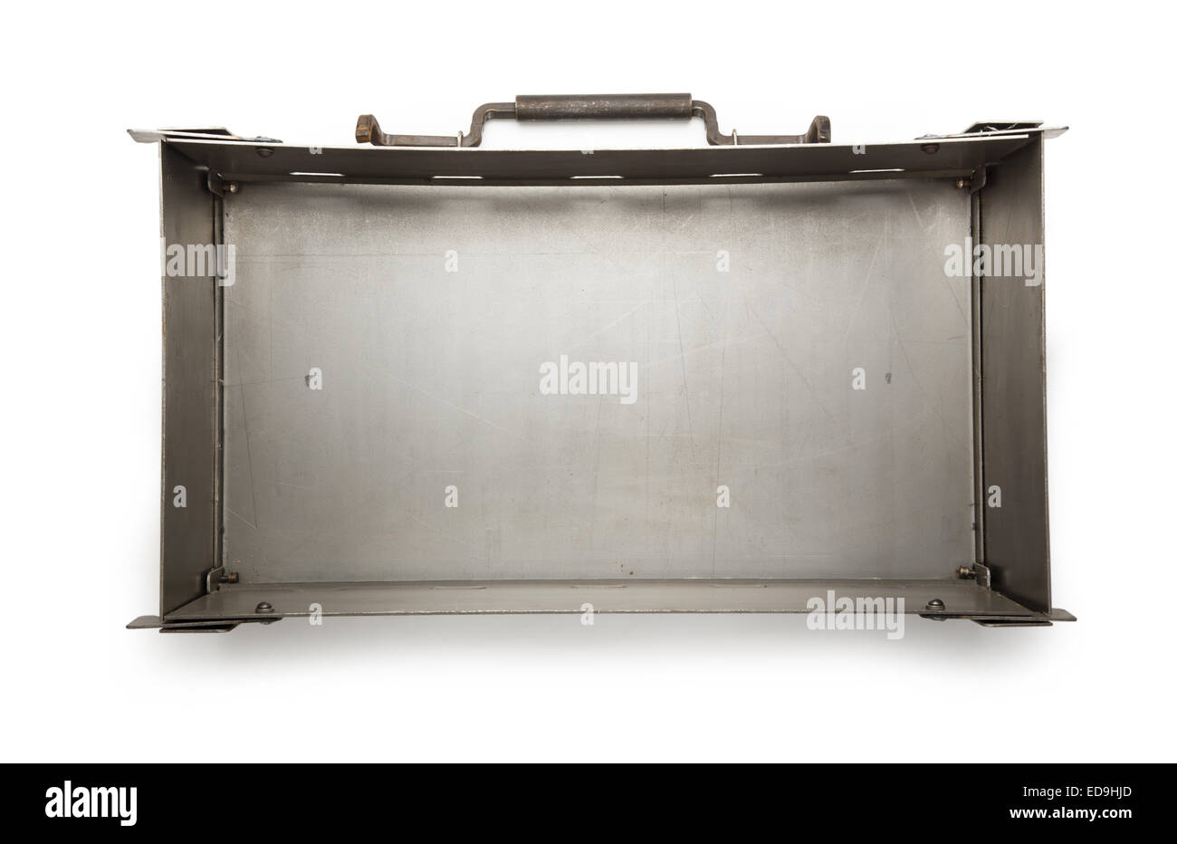 Metal box isolated oon white in closeup Stock Photo - Alamy