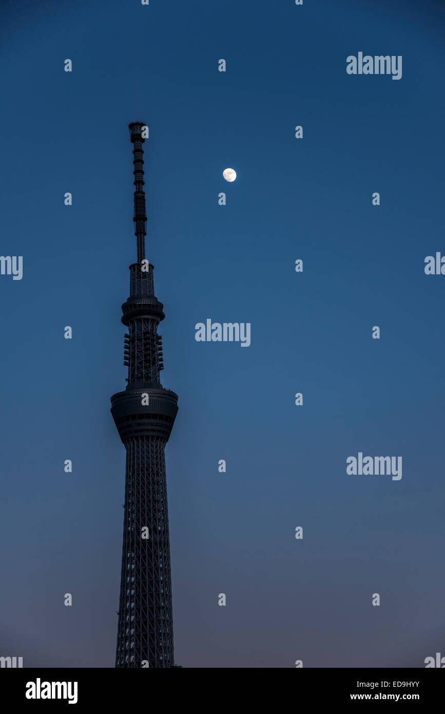 Tokyo Skytree and moon,Asakusa,Taito-Ku,Tokyo,Japan Stock Photo - Alamy