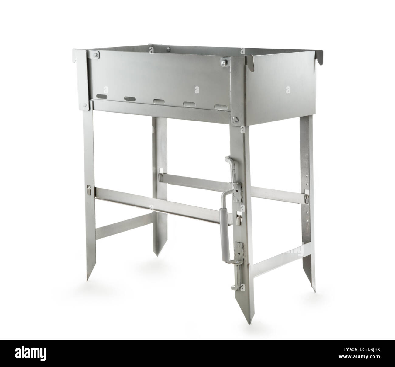 Metal box barbecue isolated on white in closeup Stock Photo - Alamy