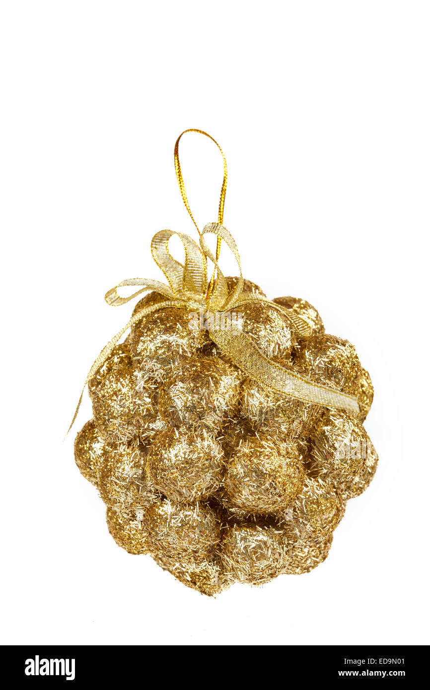 decorative one golden yellow round ball ornament for Christmas or New ...
