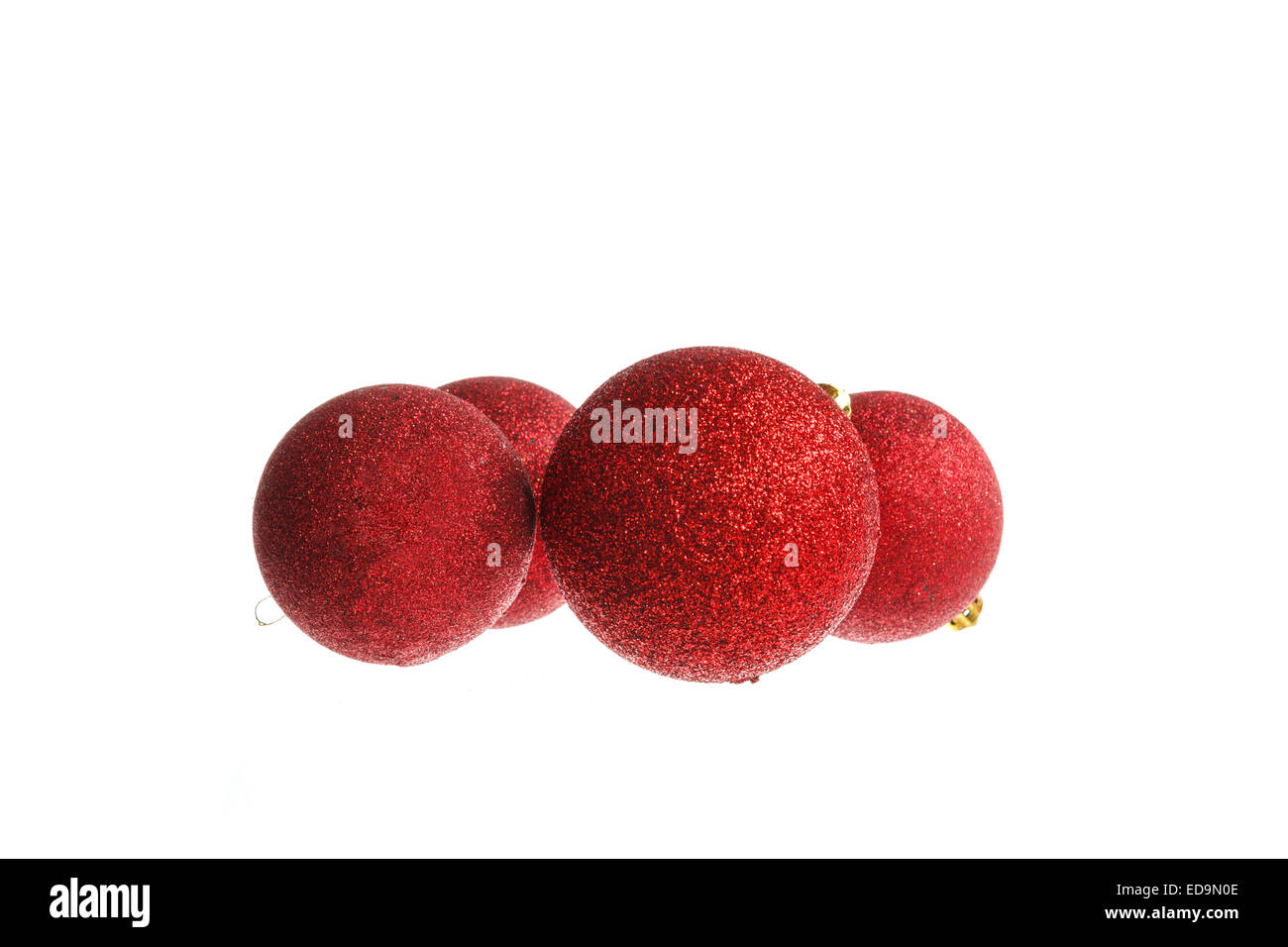 decorative red round ball ornaments for Christmas tree isolated on ...