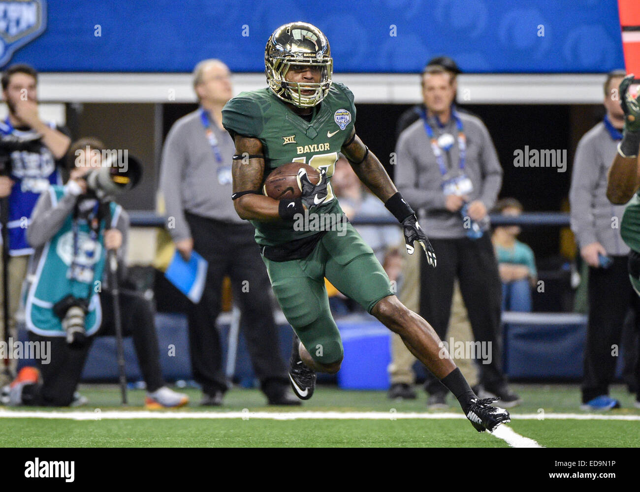 Baylor Bears safety Alfred Pullom (12) comes up with an interception ...