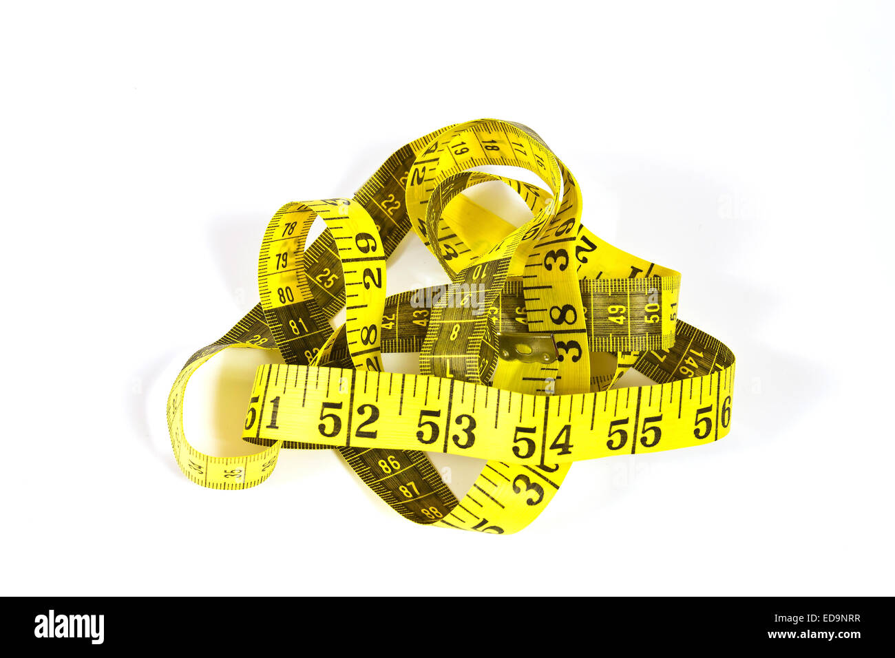 Tape measure with inch and centimeter scale on a white background Stock ...