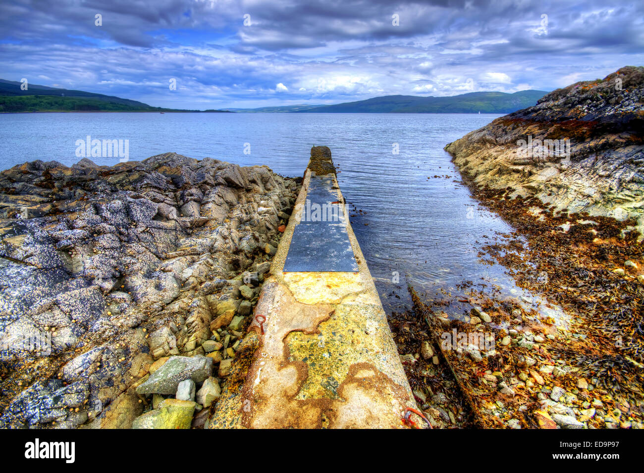 The landing stage at Duart Castle overlooking the Sound of Mull on the ...