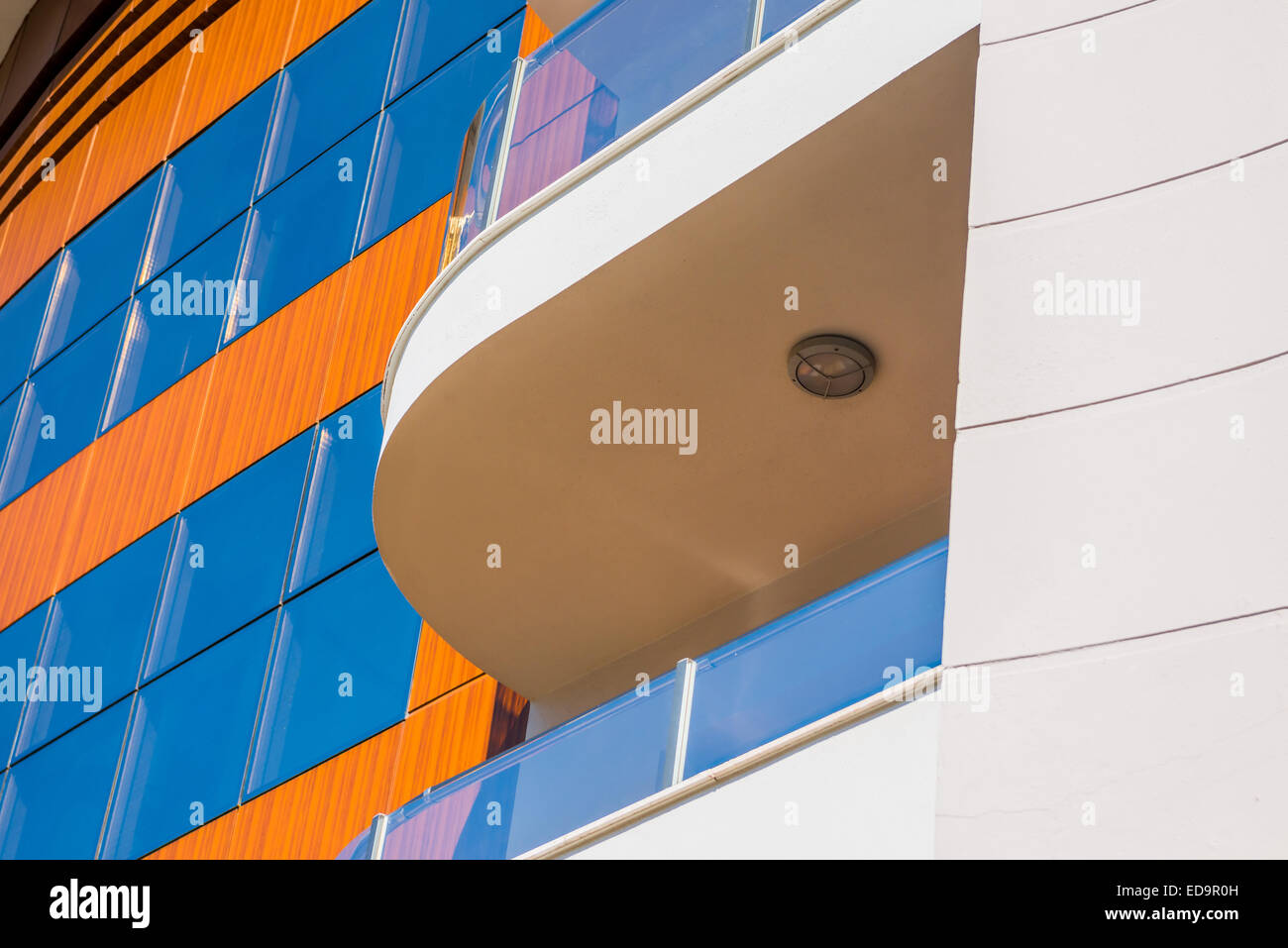the architecture of high skyscraper with balcony Stock Photo - Alamy