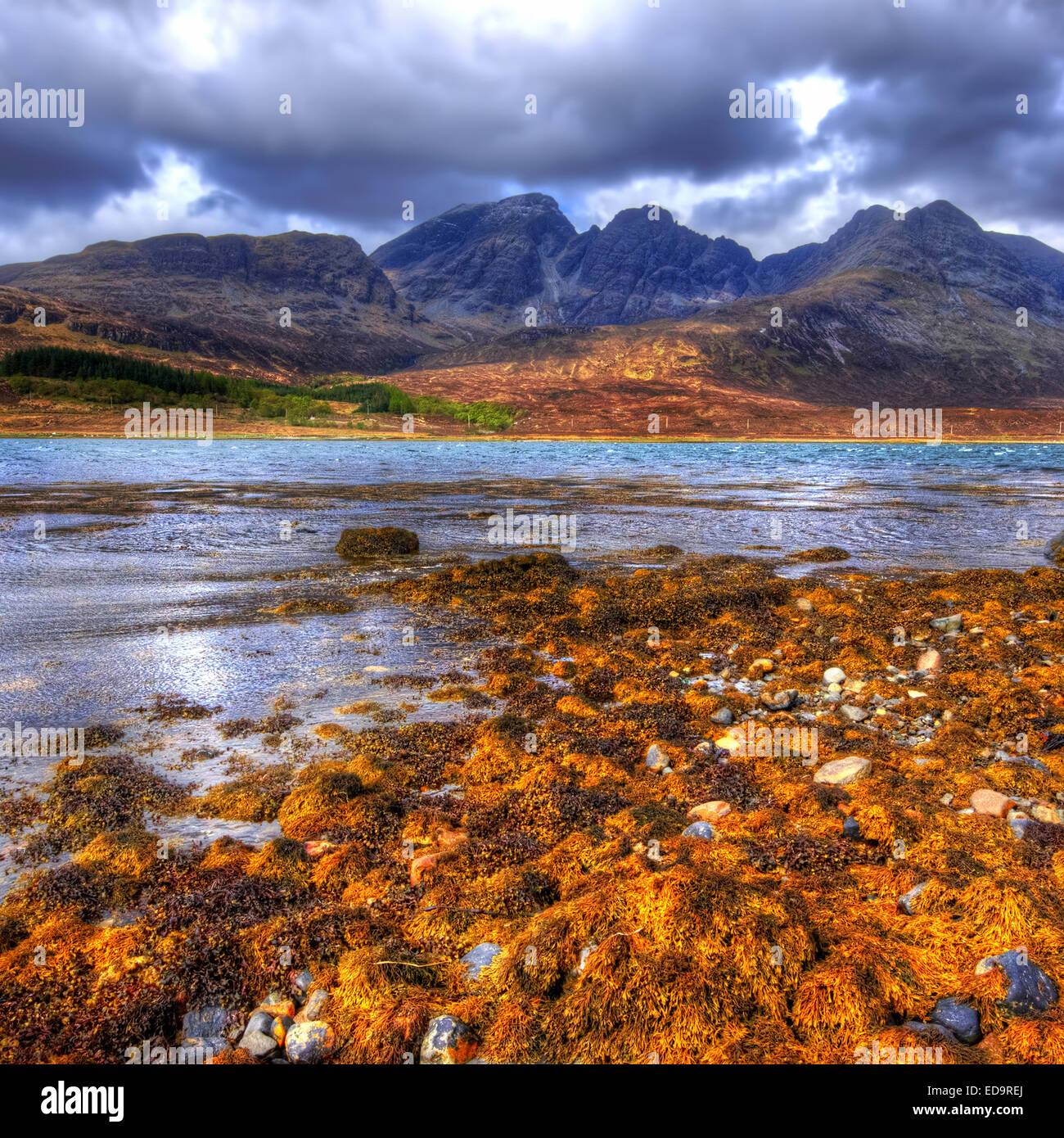 Loch Slapin on the Isle of Skye looking towards the Cuillins, Scotland ...