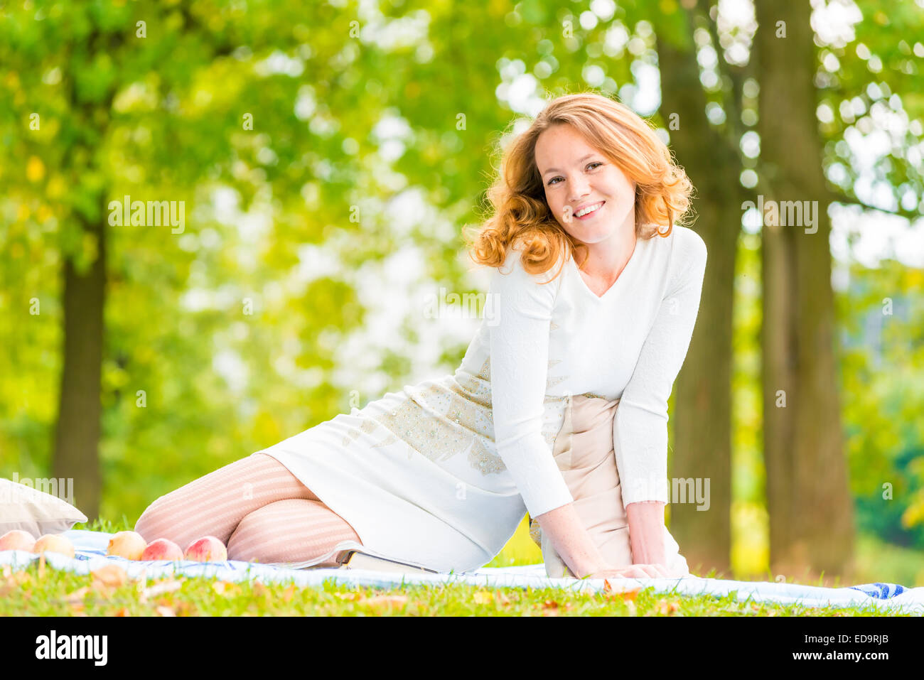 young beautiful happy girl smiling outdoors Stock Photo - Alamy