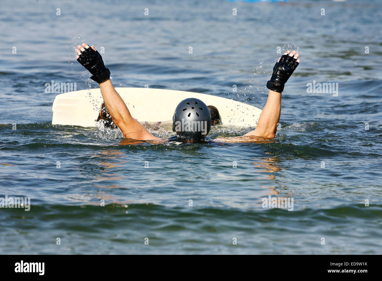 A Water Skier in performance Water Skiing sport on a Lake Stock Photo ...