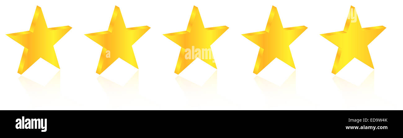 3D Five Star Quality Award On White With Reflection Stock Photo - Alamy