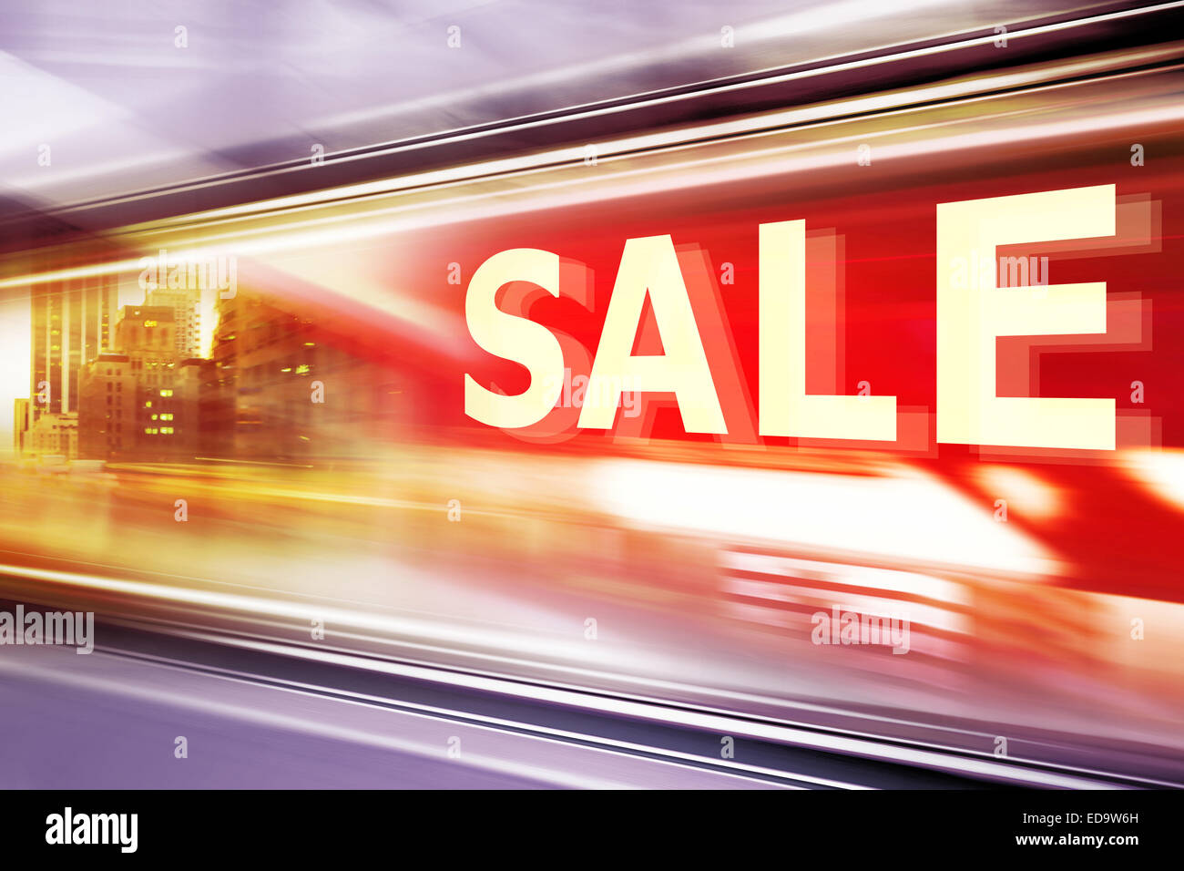 Shop Window With Sale Sign at night Stock Photo - Alamy