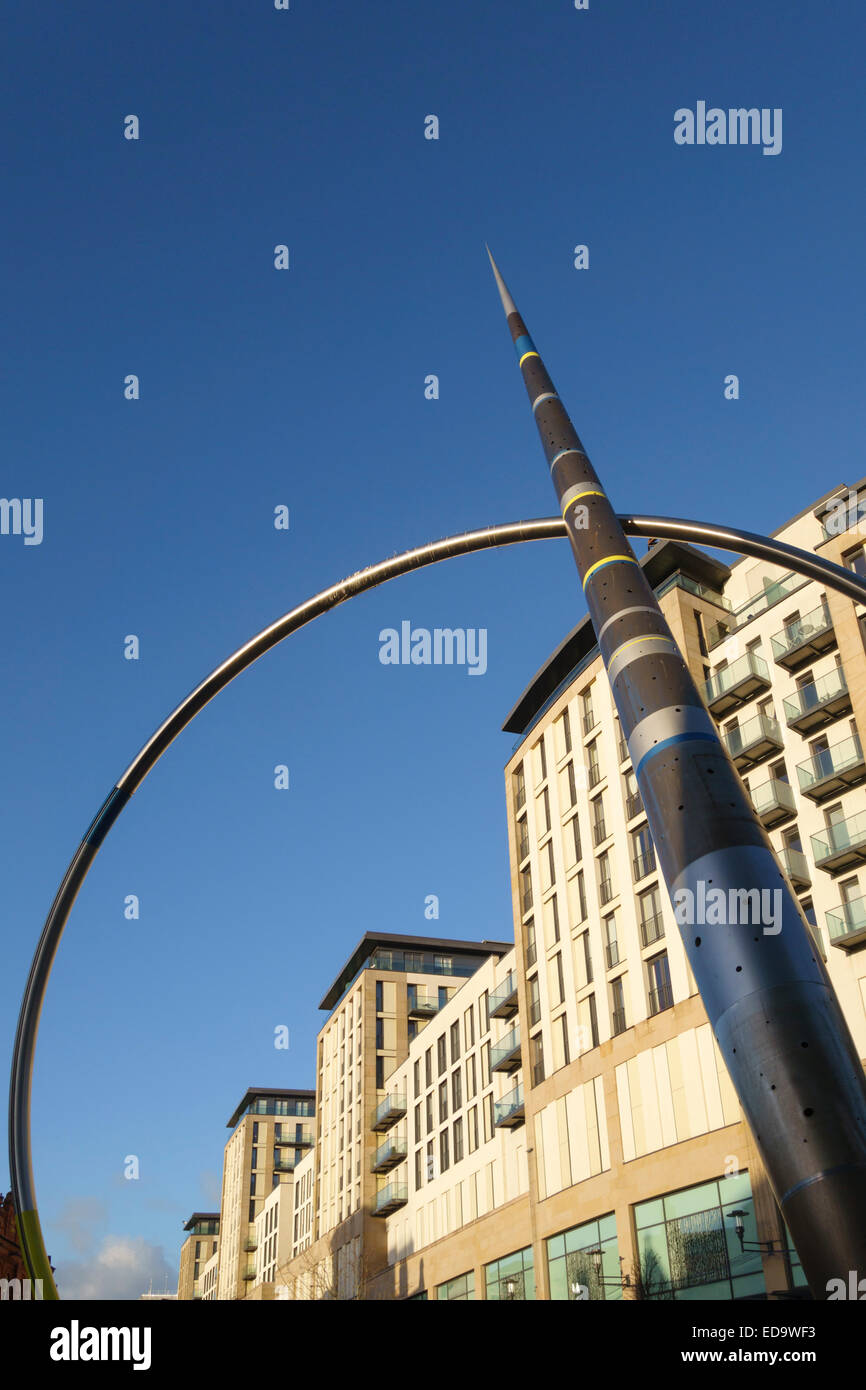 The Hayes, Cardiff, Wales, UK. 'Alliance', a sculpture by French artist ...