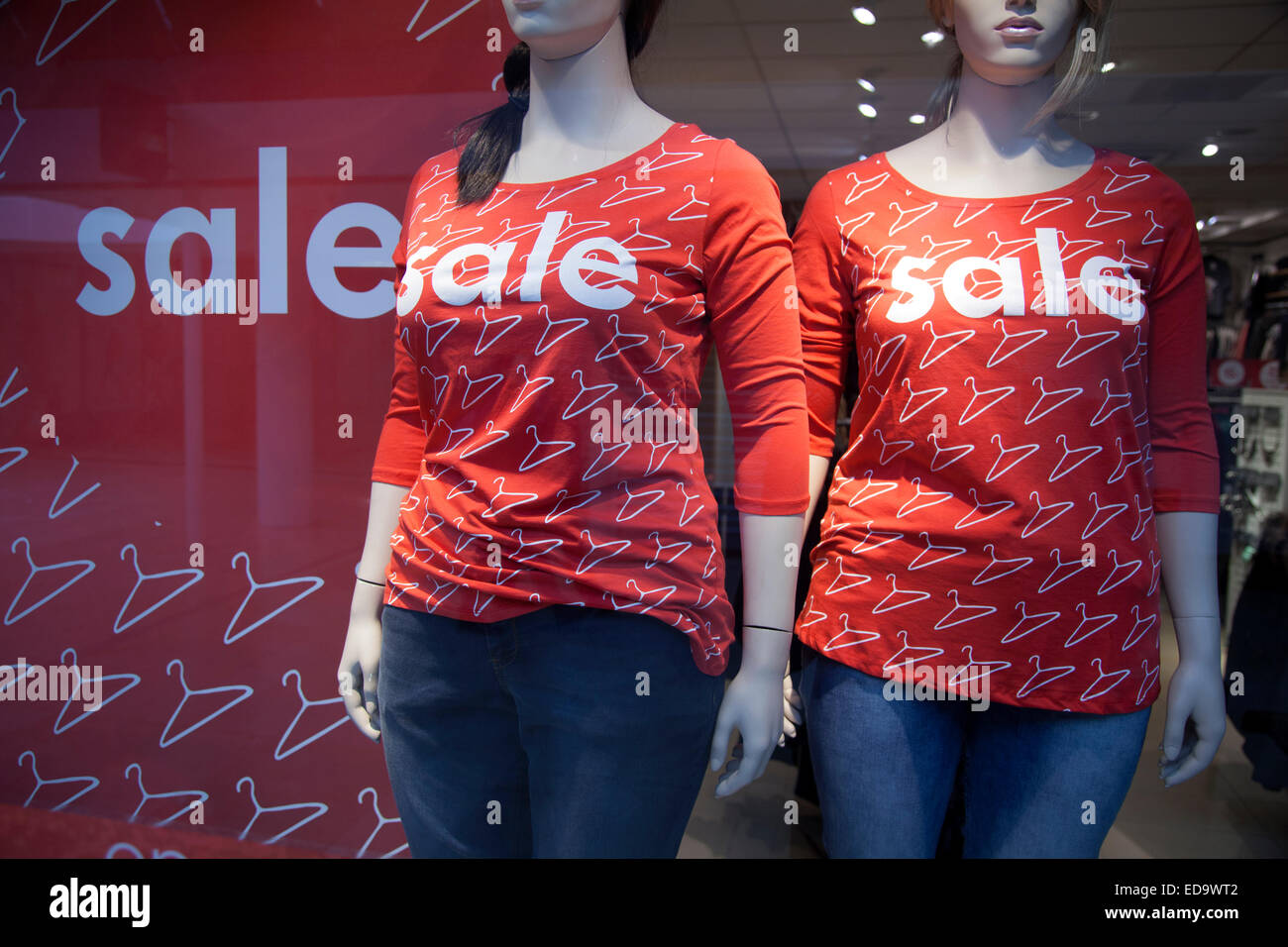 sale in shopping window of fashion store of shopping mall Stock Photo ...