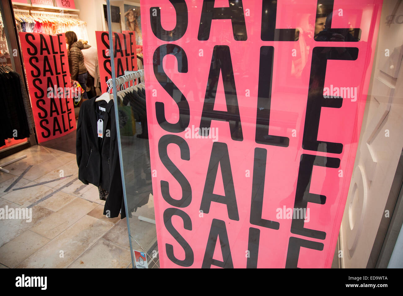 sale in shopping window of fashion store of shopping mall Stock Photo ...