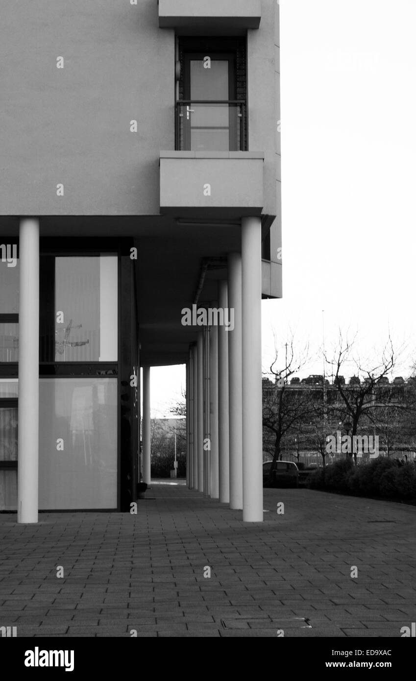Geometric shape building with pillars in Southampton, Hampshire, UK ...