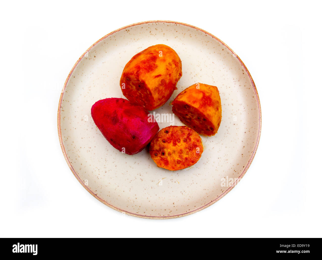Prickly pear cut on a white background seen from above Stock Photo - Alamy