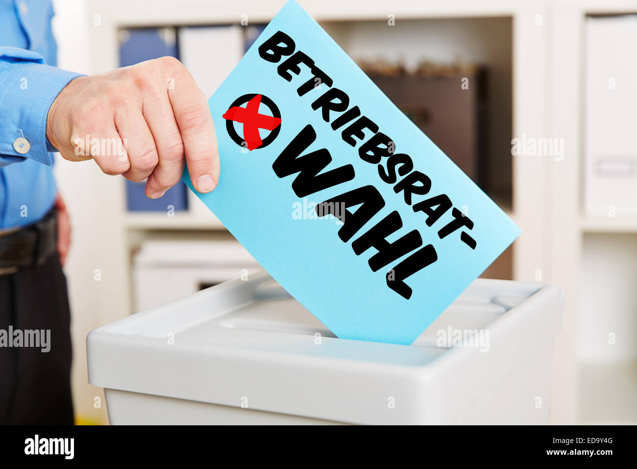 Hand with ballot for German Betriebsratswahl (works council election ...