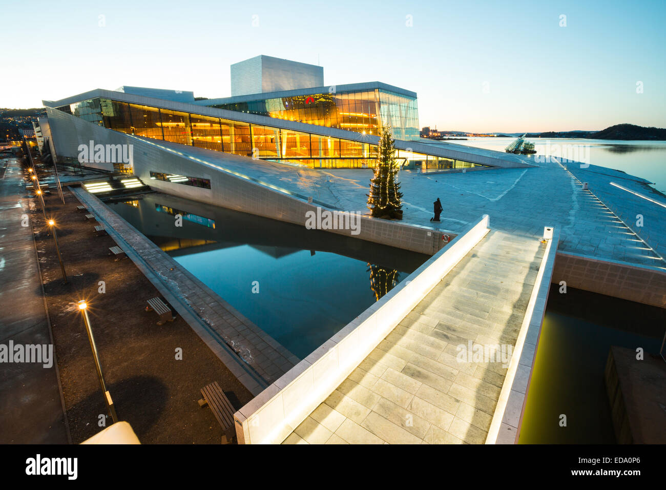 Oslo Opera House shine at dusk, morning twilight, Norway Stock Photo ...