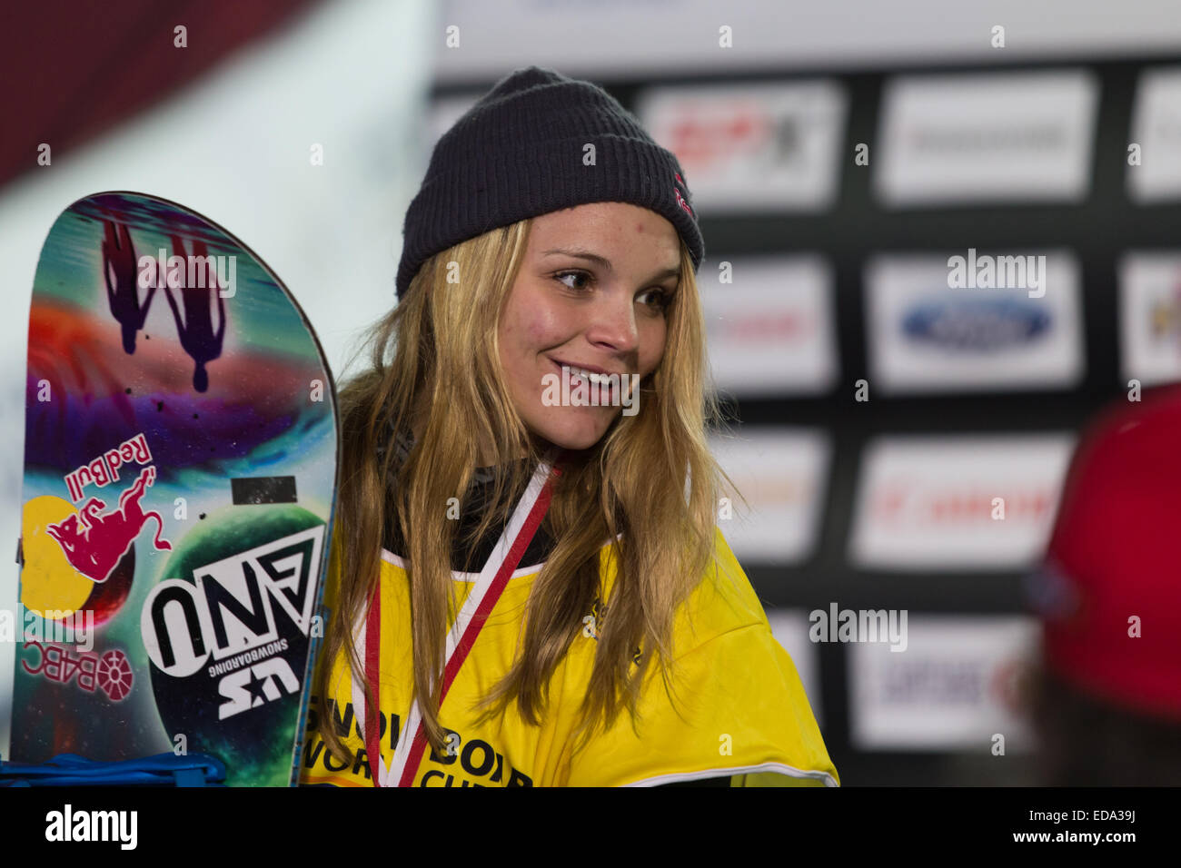 ISTANBUL, TURKEY - DECEMBER 20, 2014: Ty Walker is winner of Womans FIS ...