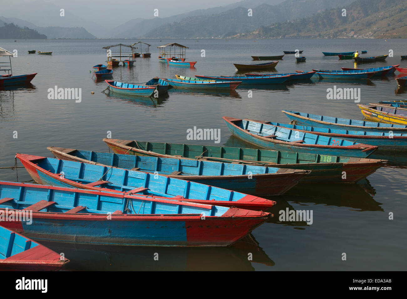 Boats on Begnas Lake Pokhara Nepal Stock Photo - Alamy