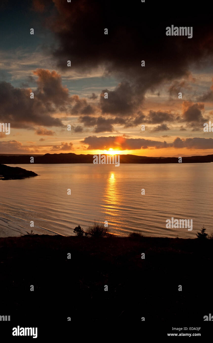 Sunset over Loch Gairloch Stock Photo - Alamy