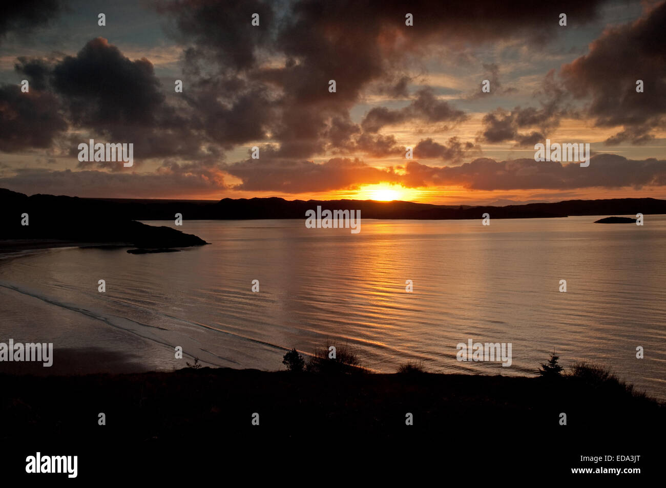 Sunset over Loch Gairloch Stock Photo - Alamy