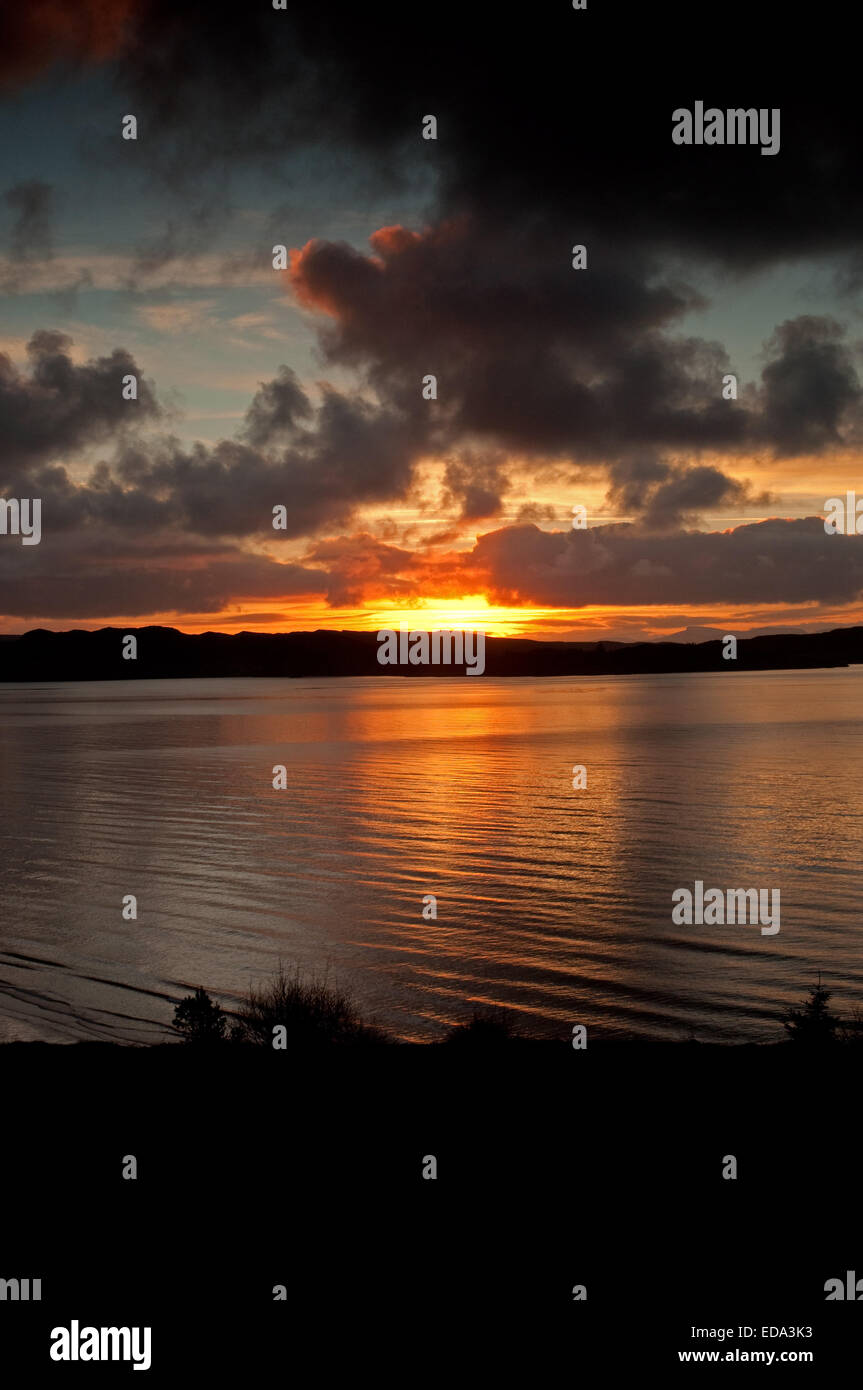 Sunset over Loch Gairloch Stock Photo - Alamy